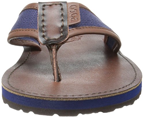 POLO RALPH LAUREN Men's Sullivan Flip Flop, Newport Navy/Dark Brown, 8 D US
