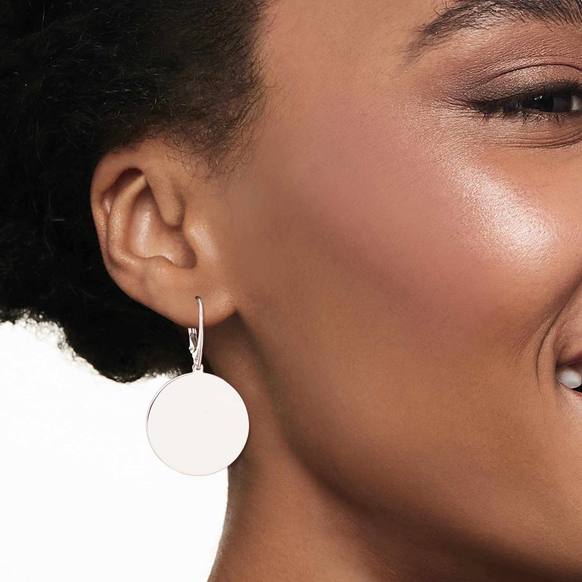 Ross-Simons Italian Sterling Silver Monogram Disc Drop Earrings