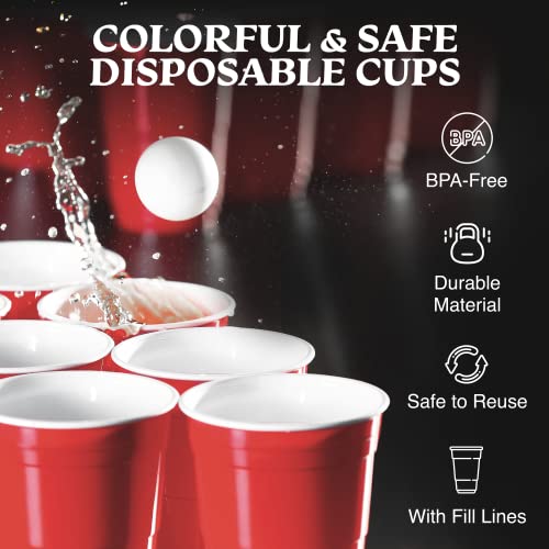 StarMar Red Plastic Cups, [50 Pack] 16 Oz Party Cup Disposable Cup Big Birthday party Cups