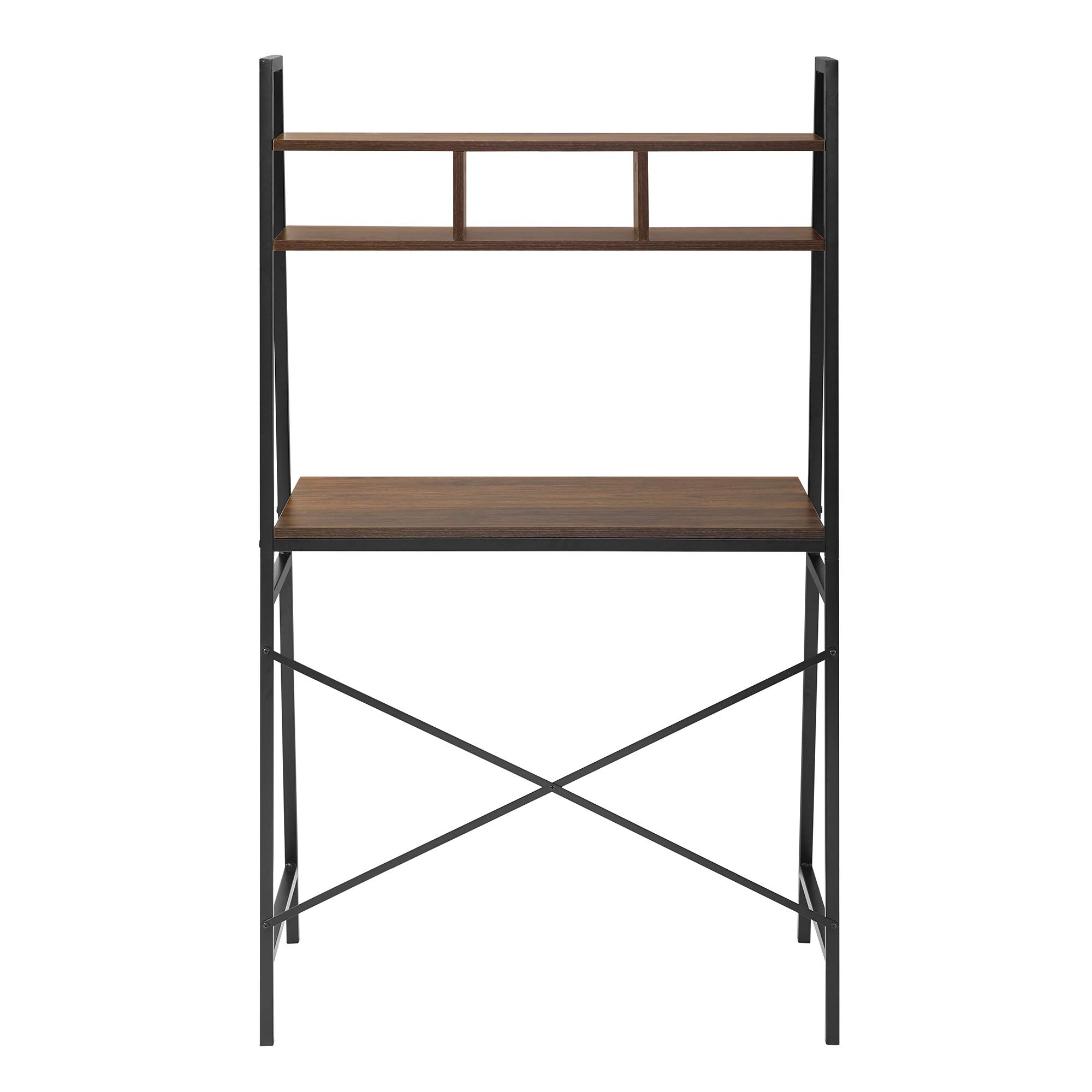Walker Edison Industrial Wood and Metal X-Back Ladder Desk Home Office Workstation, 56 Inch, Grey Wash