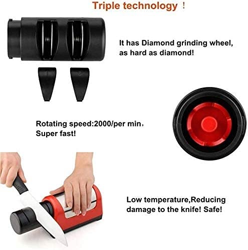 ZOUJIANGTAO Electric Sharpening Knives Uses Diamond Abrasives for Sharp Durable Edges, 3-Stage Electric Fast Knife Sharpener