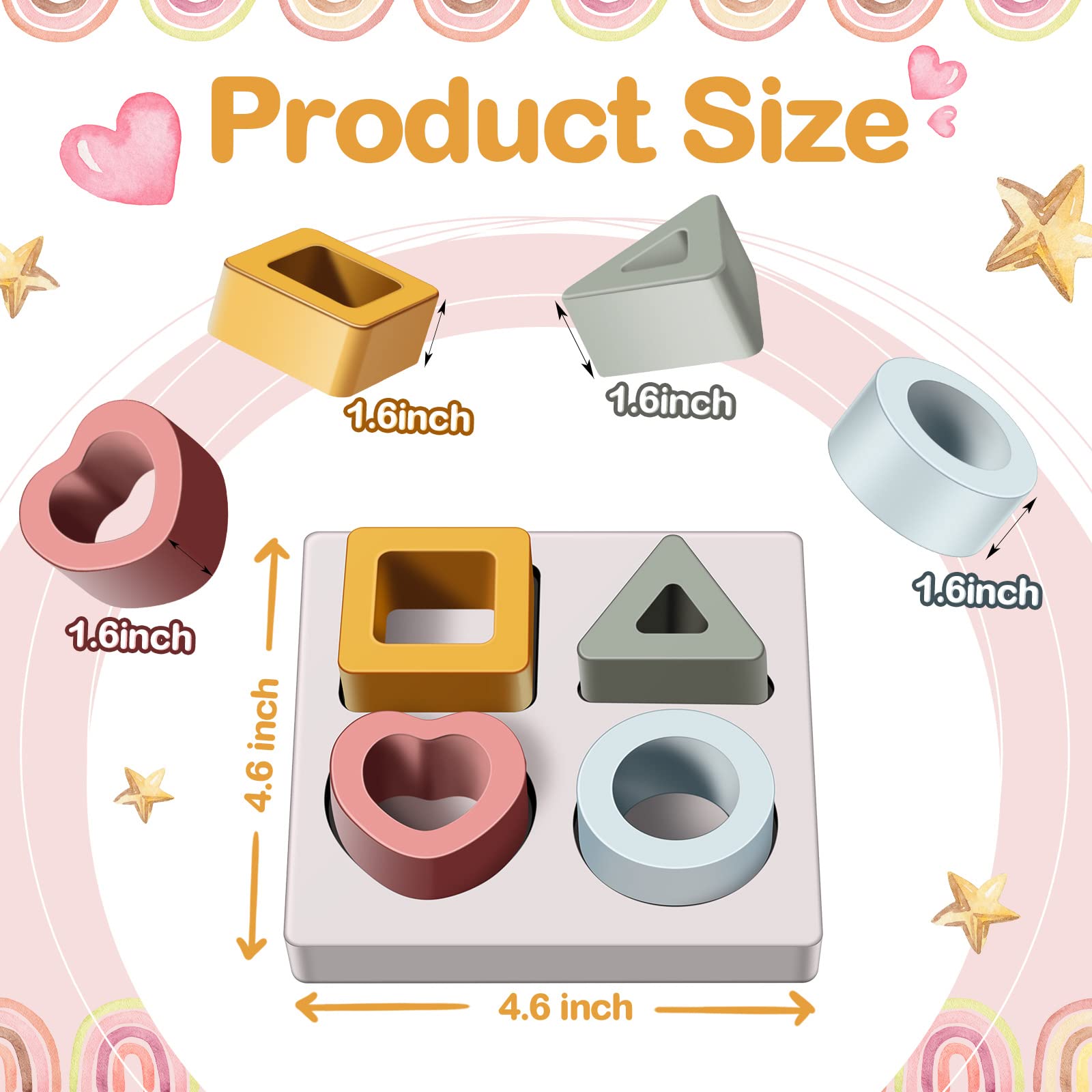 Zomiboo 2 Pack Wooden Stacking Building Blocks Shape Sorter Puzzle Sensory Cognitive Development Toys Sorting and Stacking Toys for Early Education Learning