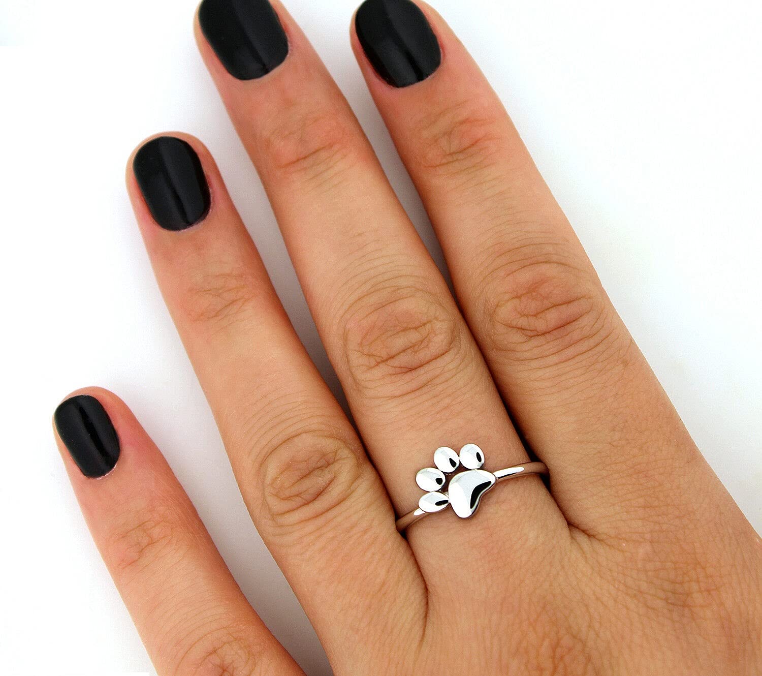Sterling Silver 925 Paw Print Ring Animal Lover Ring Puppy Pet Paw Ring (10)