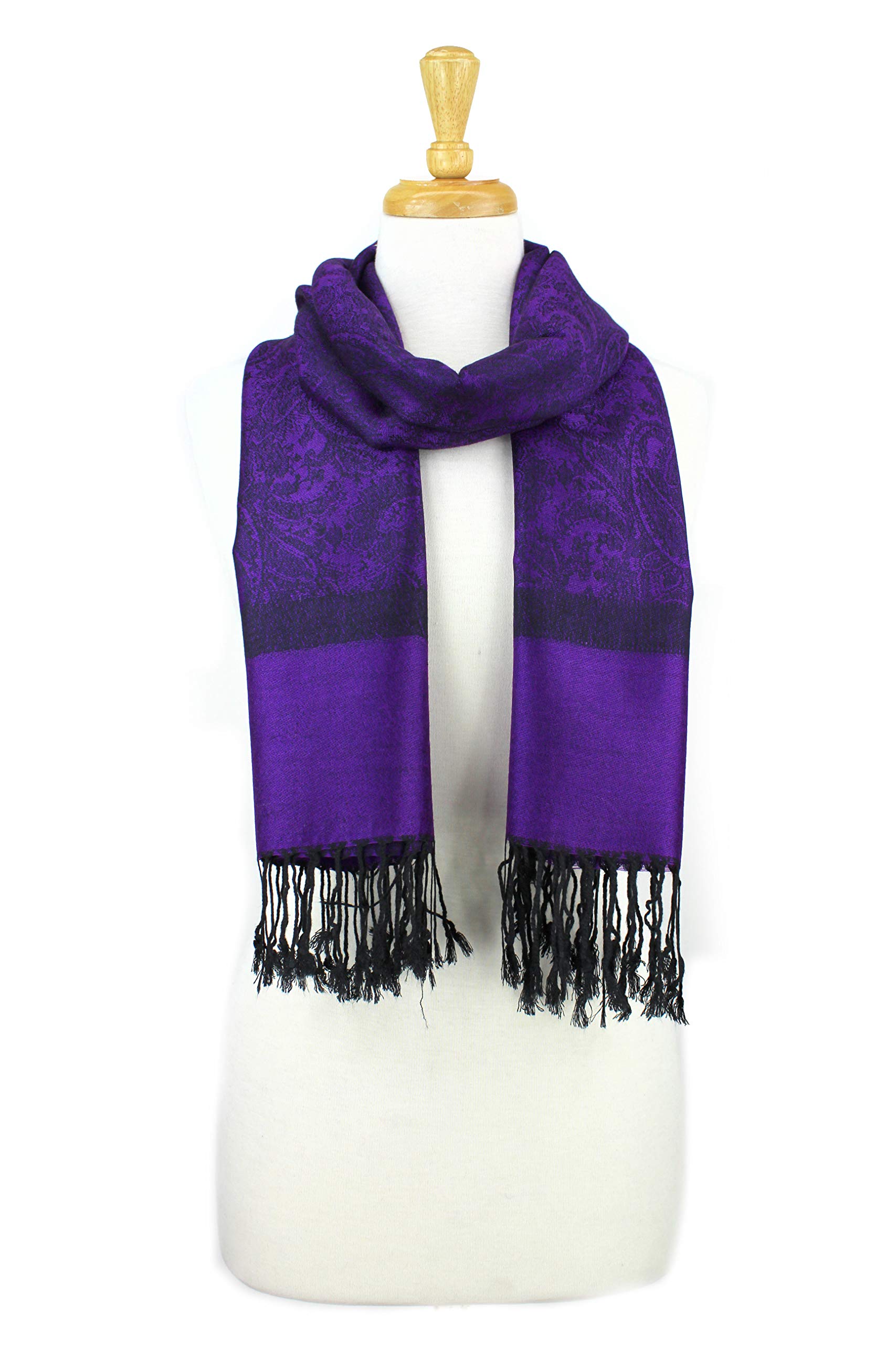PASKMLNA Paisley Jacquard Pashmina Shawl Wrap Scarf Stole (Purple-black01872)