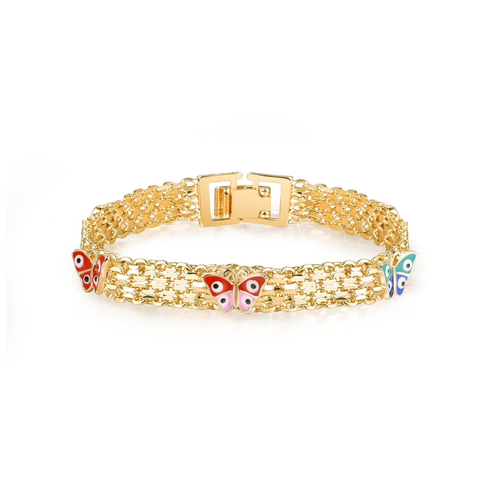UOOANUO Evil Eye Bracelets for Women 14K Gold Plated Multicolor Butterfly Bracelets Evil Eye Jewelry
