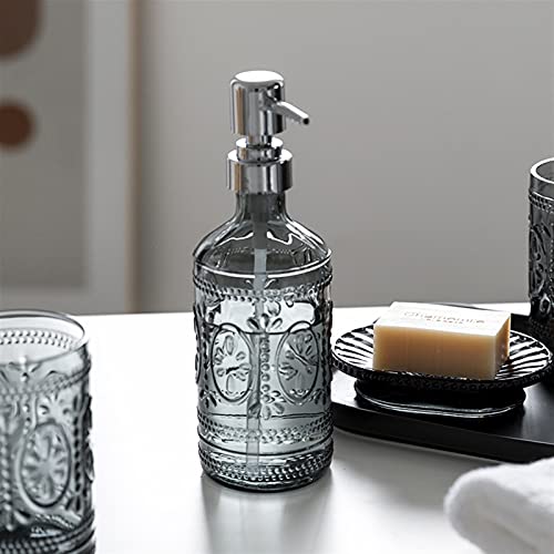 Soap Dispenser Glass 5-Piece Soap Dispenser Set, Modern Kitchen Bathroom Hotel Accessories, with Tray, for Bathroom Kitchen Home Bathroom Soap Dispenser