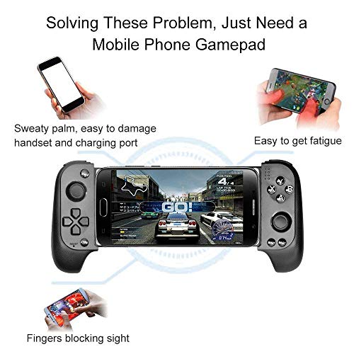 Siomeor Telescopic Wireless Bluetooth Controller Gamepad Mobile Game Controller Android IOS Phone Flexible Joystick Blue and Red