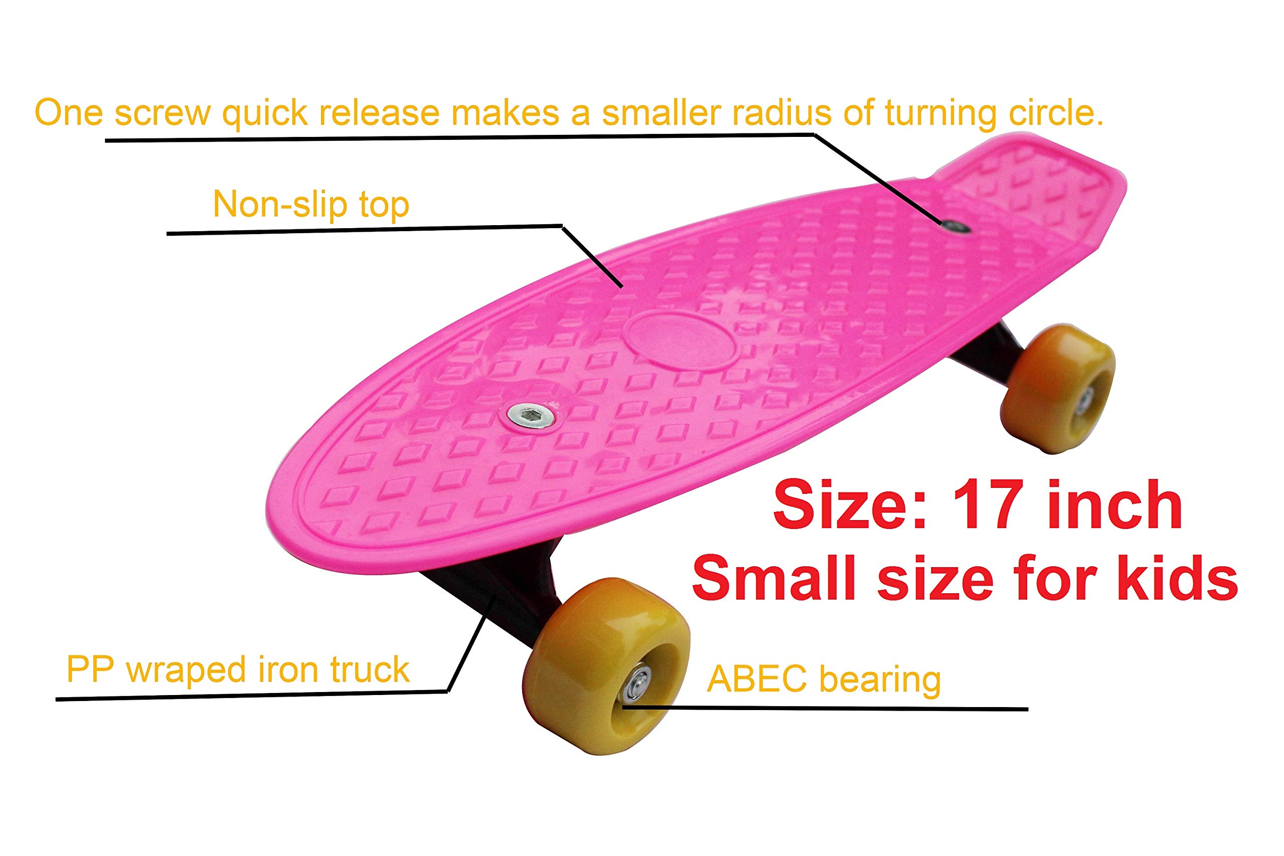 SK8MEMO 17X5inch Mini Skateboard, Mini Cruiser Skateboard for Beginnersā¦