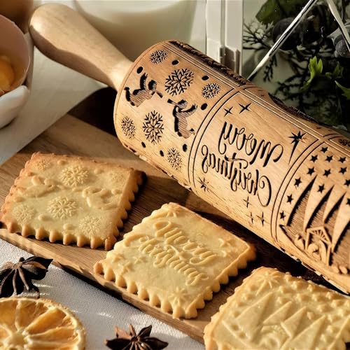 XINBADA Rolling Pins for Baking- Embossed Rolling Pin Set for Baking, Perfect Baking Tools & Cookie Molds