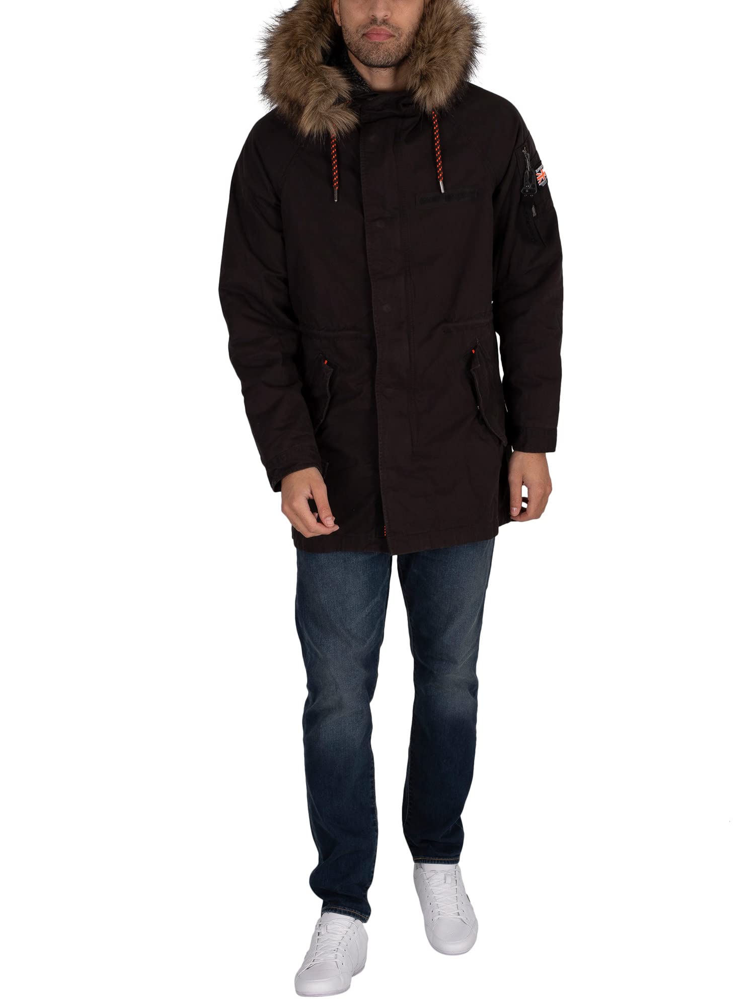 Superdry Mens Mountain Rookie Aviator Parka Jacket Furnace Black Size M
