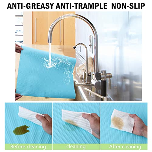 Wkae 6 rolls EVA Refrigerator Mats ,Washable Fridge Shelf Liners ,Non-Slip Can be Cut Drawers Table Kitchen Cupboard PlasticTable Placemats Non-Adhesive,59inch×17inch