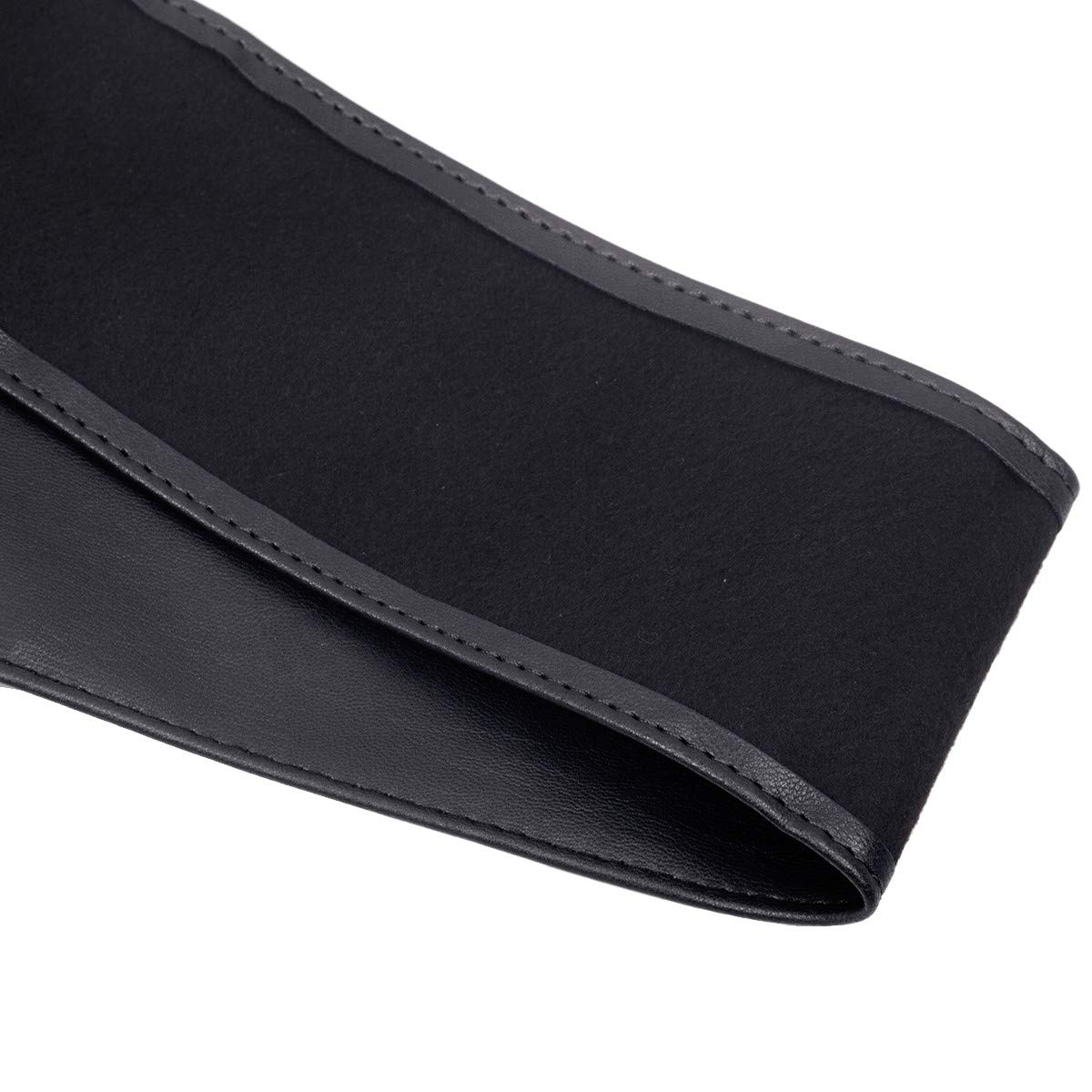 Samtree Wrap Waist Wide Obi Belt for Women, Solid Color Self Tie Polyester Bowknot Cinch Waistband, Black