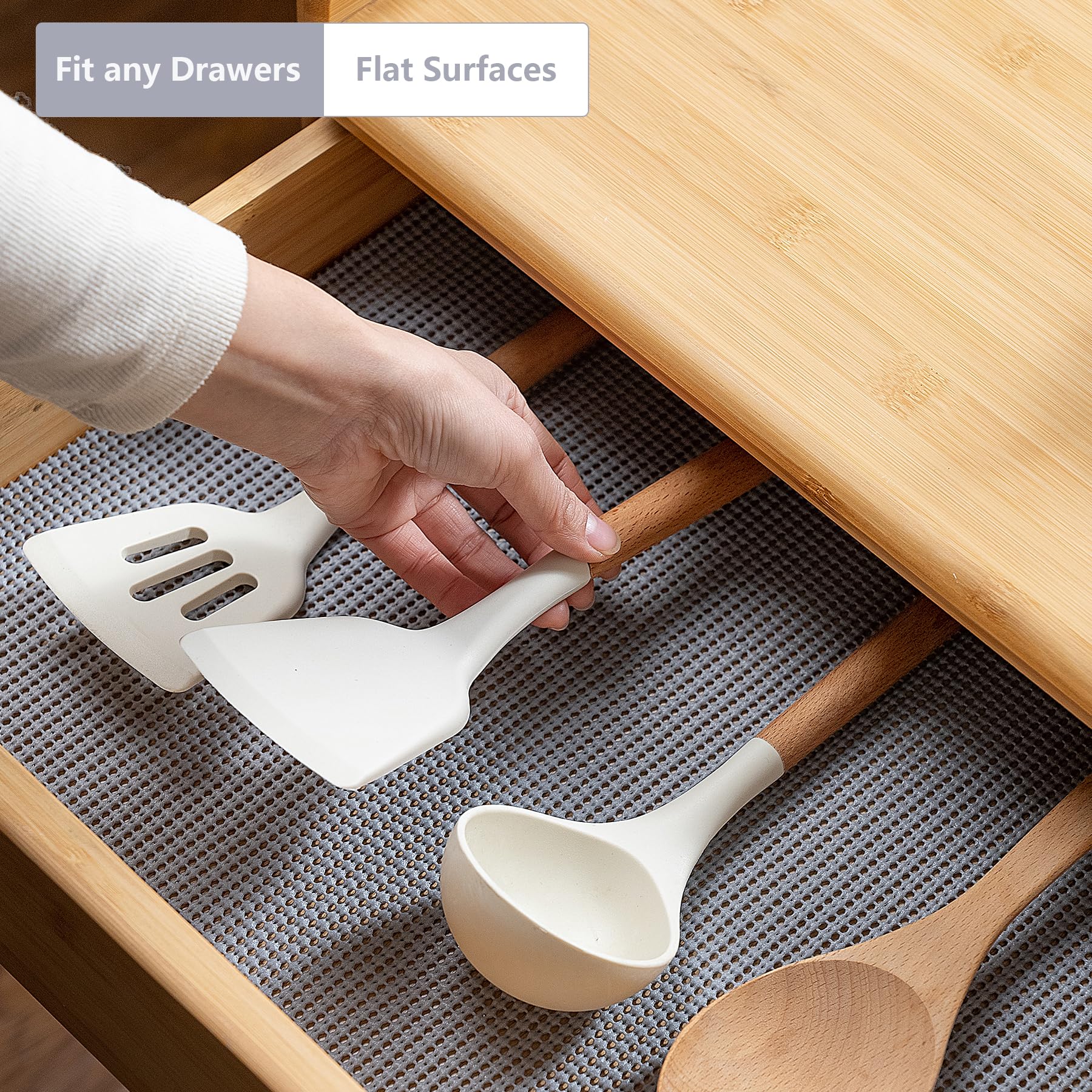 TJWODO Shelf Cabinet Liner,Drawer Liners Non Adhesive Easiest Install Mat, Strong Grip Bottom,Easy Clean Non Slip Shelving Liner for Kitchen Cabinets,12" x20'