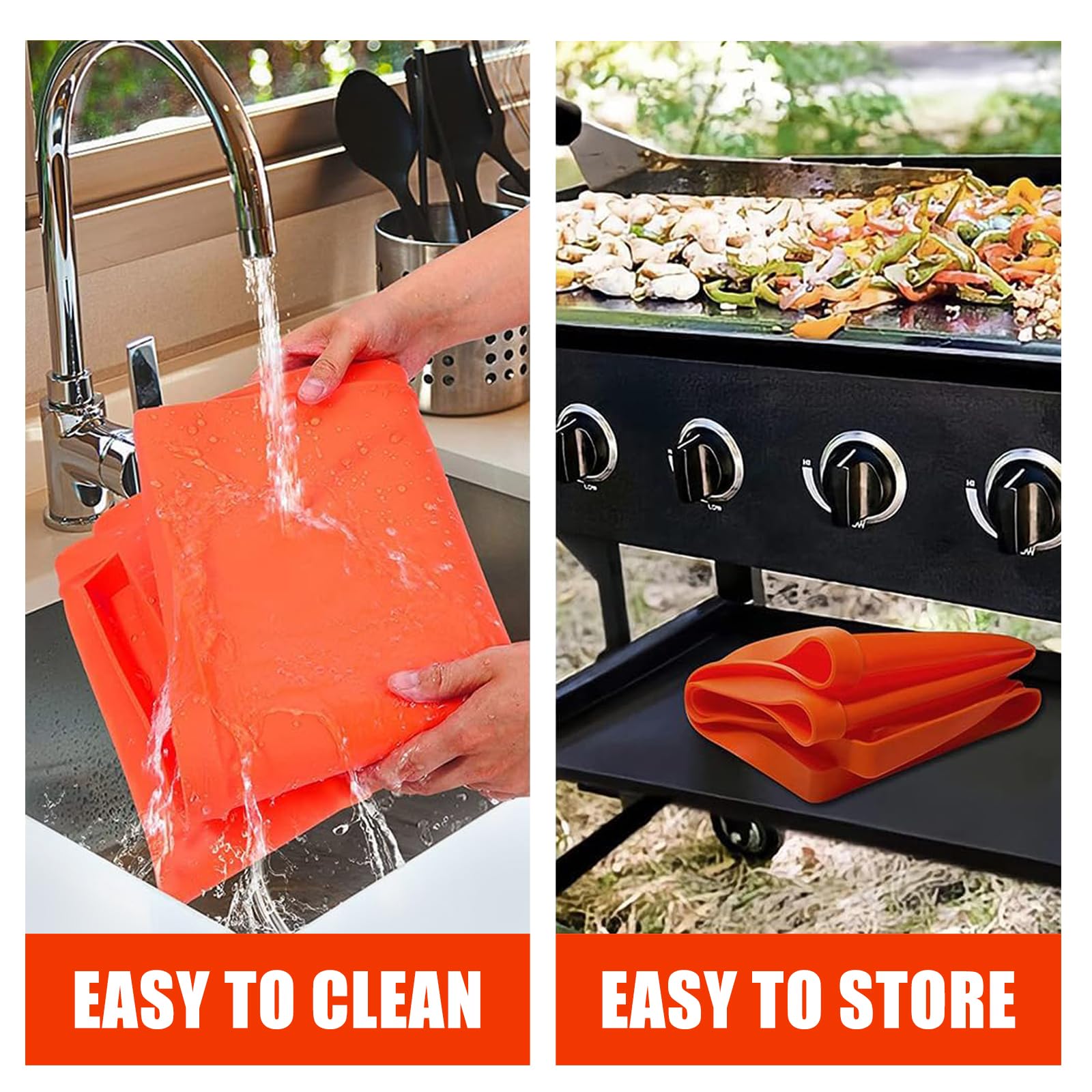 Premium Silicone Grill Mat for Blackstone 36-inch Griddle - Heavy-Duty, Food-Grade, Protects from Animals, Insects, Debris, and Rust (Orange)