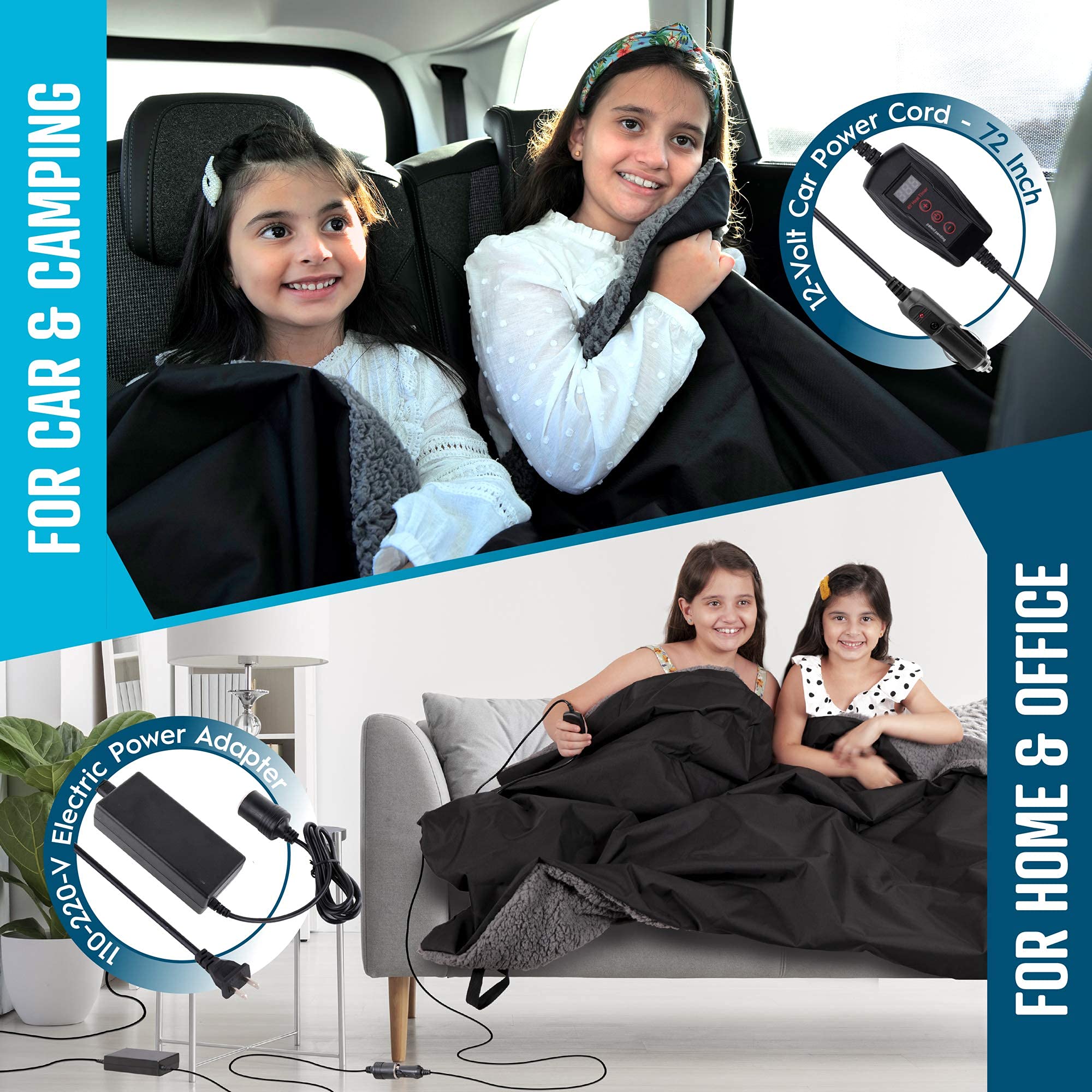 Zone Tech Sherpa Fleece Travel Blanket Grey Cozy Soft Plush Warm Fuzzy Automotive Comfortable Car Seat 59" x 43β Blanket -Great for Winter, Home, Office and Camping