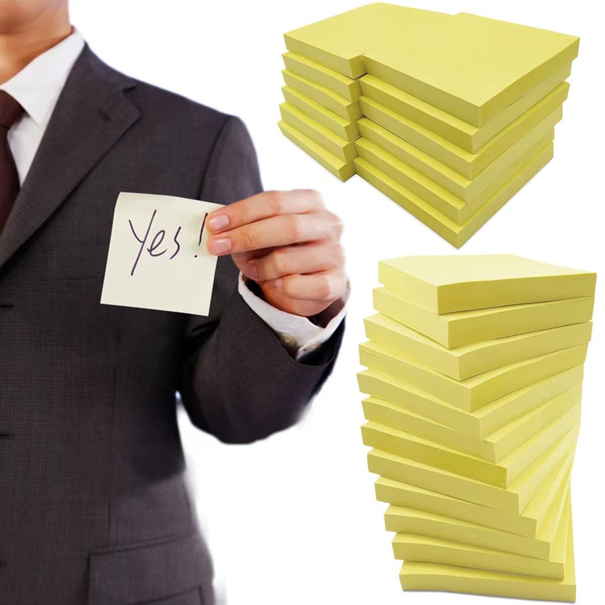 Sticky Notes 3 in x 3 in, 12 Pack Canary Yellow Self-Sticky Notes Pad, 100 Sheets/Pad, 1 Colors (1200 Sheets)…