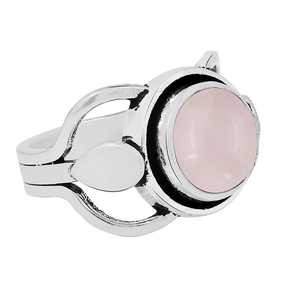 Rose Quartz Ring Size 6 Sterling Silver Plated For Women, Pink Stone January Birthstone Ring Jewelry Gift For Her