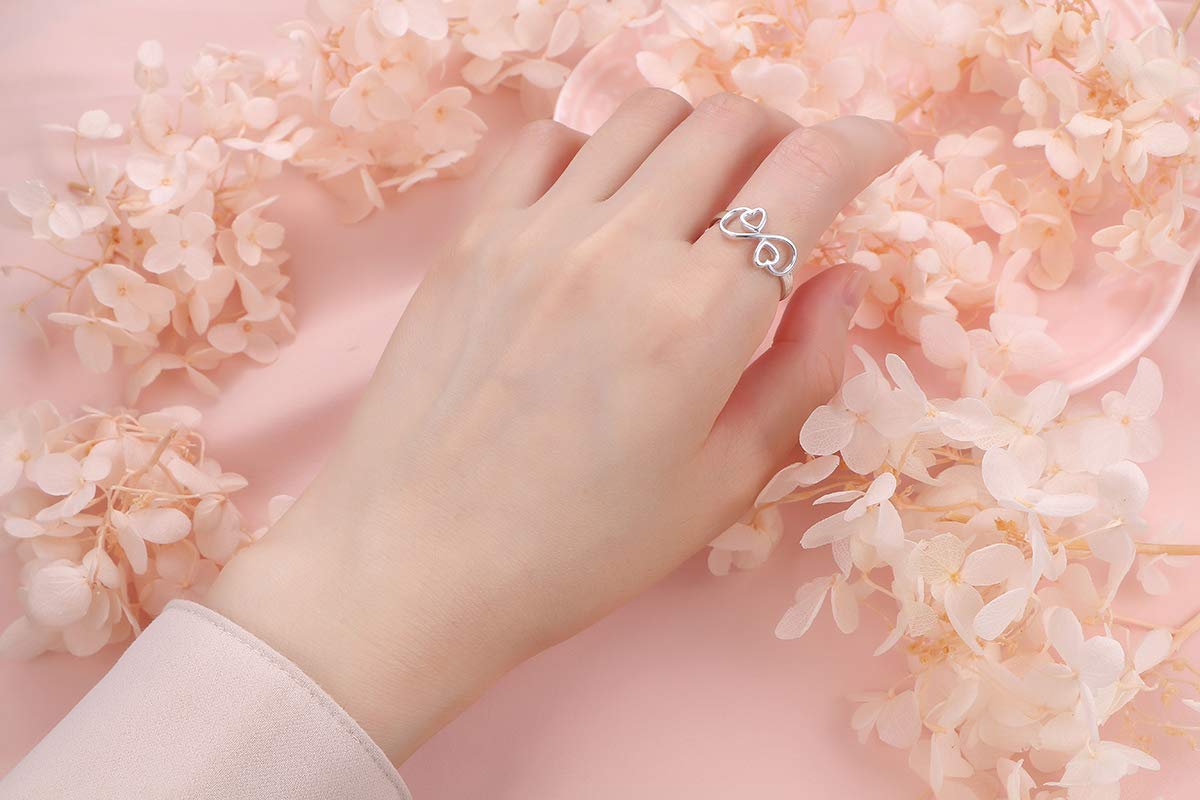 Sterling Silver Engraved Always Sister Forever Friend Heart Infinity Ring for Sister Gift Size 7