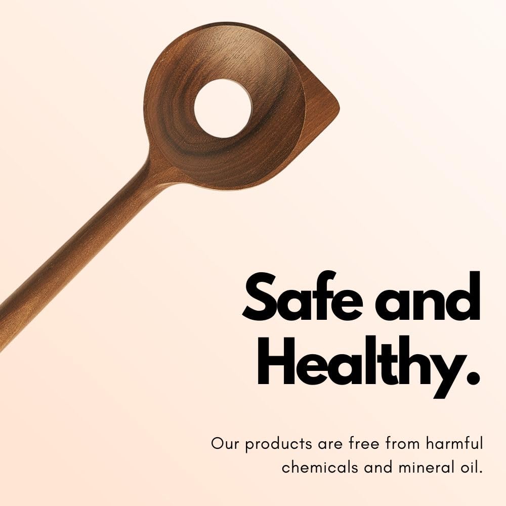 Premium Wooden Spoons for Cooking with Holder and Spoon Rest by Ziruma