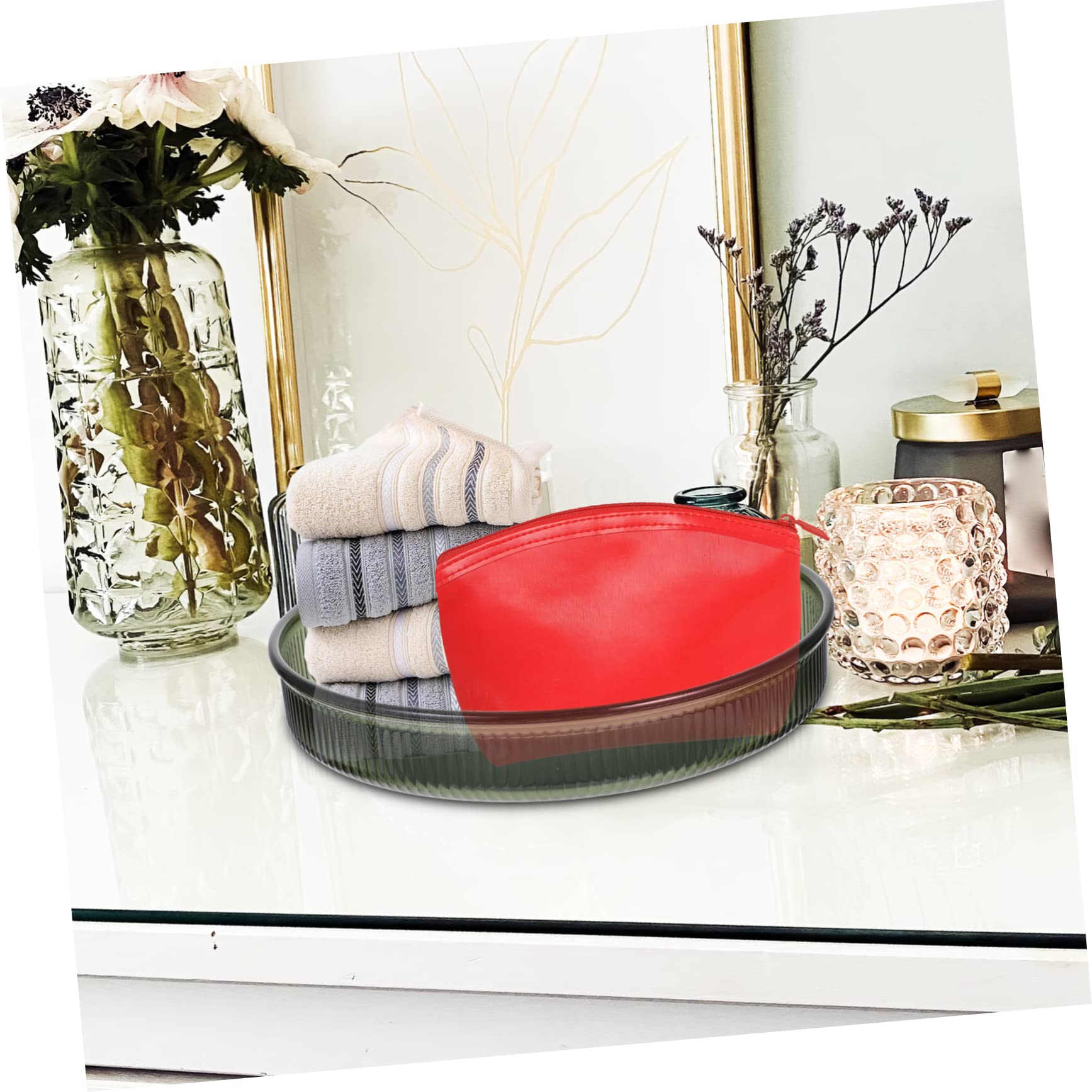 Zerodeko rotatable Tray Organizer Round Cosmetic Storage Tray Turntable Rack Bathroom Storage Tray Kitchen Lazy Susans Fridge Round Stand Spice Rack to Rotate Household Storage Rack The pet