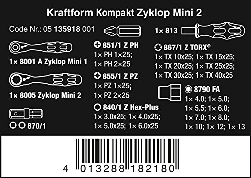 Wera - 5135918001 Kraftform Kompakt Zyklop Mini, Set of 27