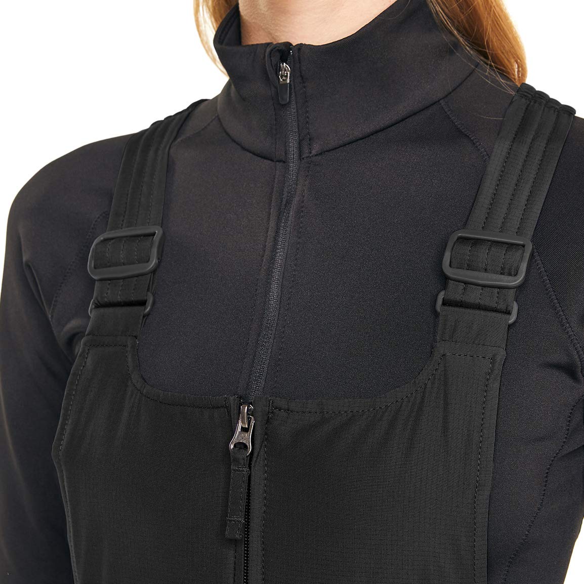 TSLA Women's Winter Snow Bibs, Waterproof Insulated Snowboard Overalls, Ripstop Ski Pants, Winter Snow Bib Black, Medium Short