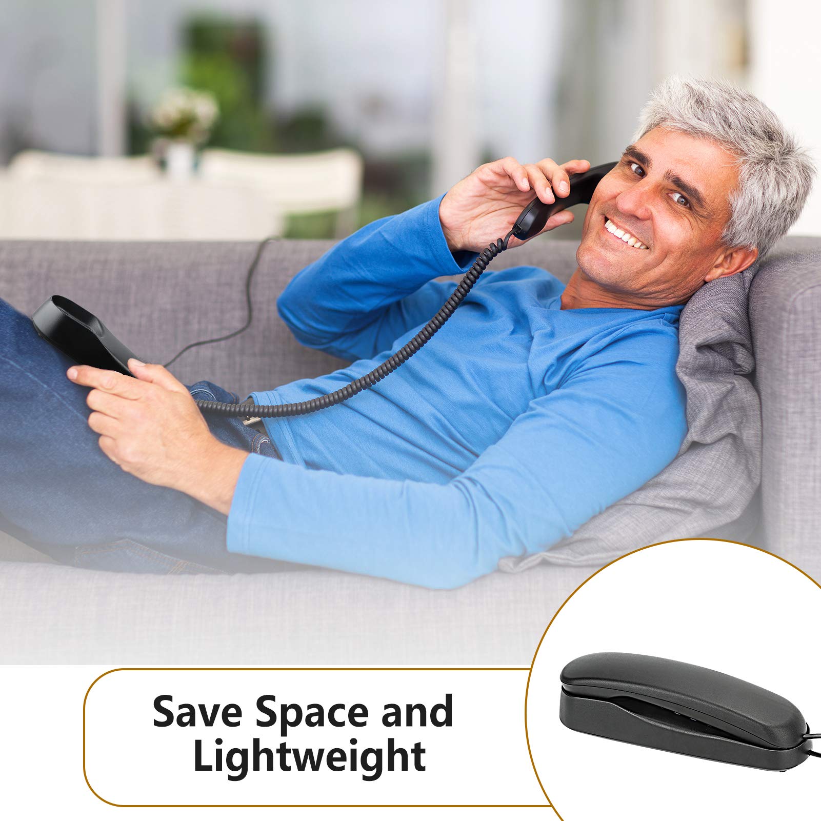 Uvital Hotel Telephone, Fashion & Simplicity, Clear Call, No Need Battery, One Key Redial, Flash, Pause, Hold, Reset, Easy to Operate, Space Saving, Load Ring Tone, Desktop Phone