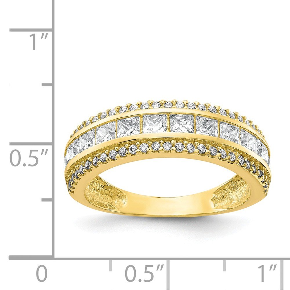 Size 5.5 - Solid 10k Yellow Gold Tiara Collection Polished CZ Cubic Zirconia Ring