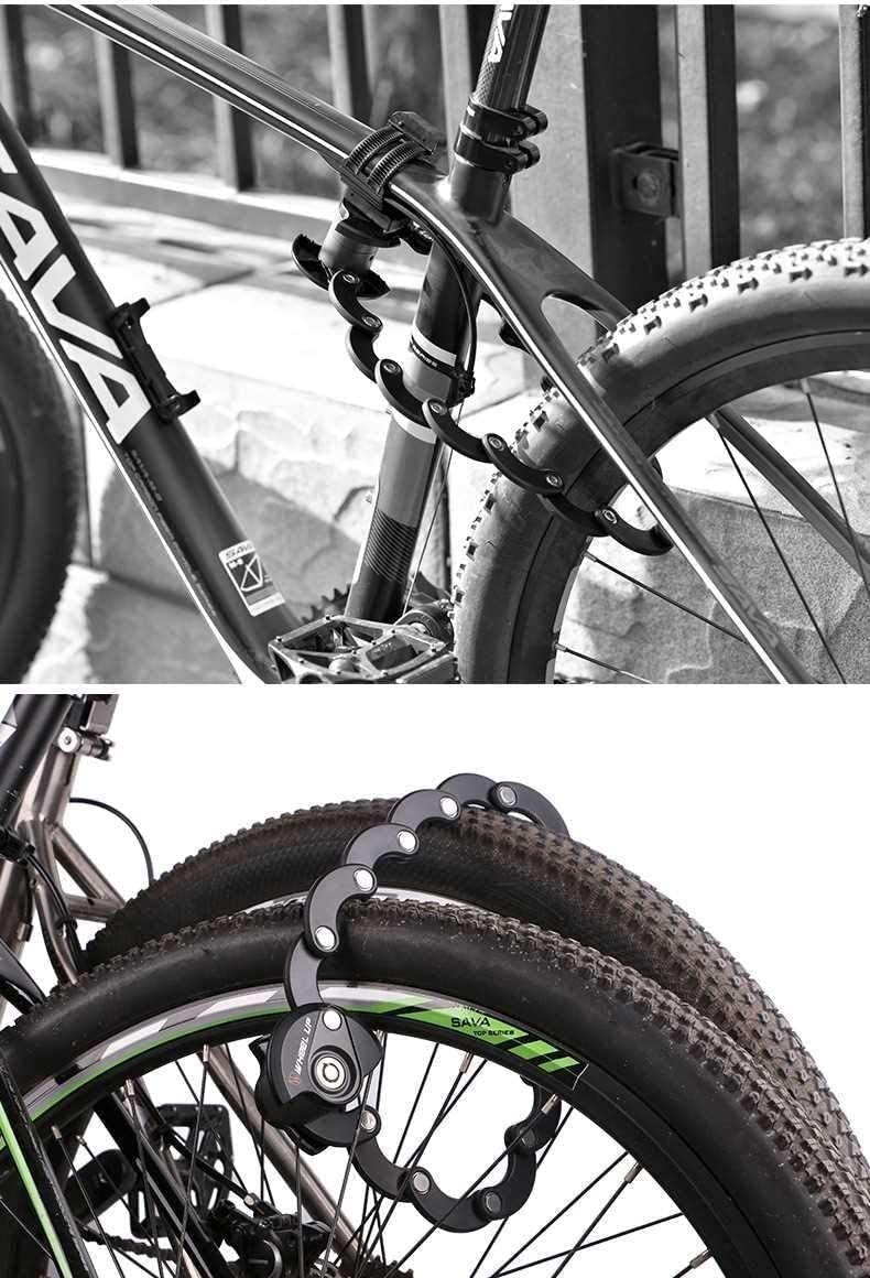 UPPVTE Anti-Theft Chain Bicycle Lock, Mountain Bike Accessories Electric Bicycle Fixed Folding Lock Anti-Theft Lock (Color : Black, Size : One Size)