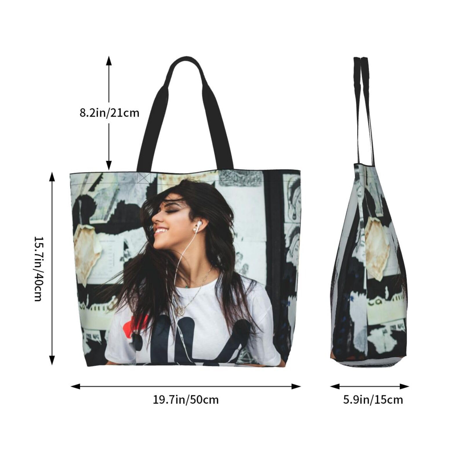 RSGWIY Custom Tote Bags Personalized Shoulder Bag for Women with You Logo Text Photo Customize Reusable Shopping Handbag