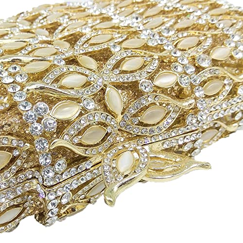 ZHUHW Hollow Out Crystal Women Evening Bags Stones Beaded Wedding Clutch Bridal Purse