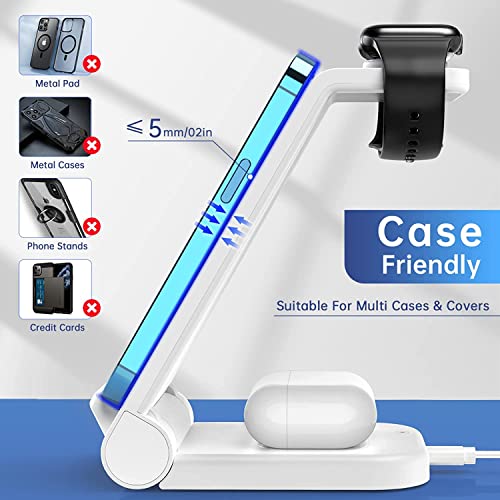 Wireless Charging Station for iPhone Multiple Devices, 3 in 1 Wireless Charger Stand Dock Compatible with Apple Watch Series 7 6 SE 5 4 3 2 & Airpods iPhone 13 12 11 Pro Max/X/Xs Max/8/8 Plus iWatch