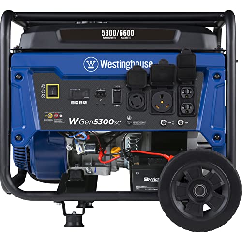 Westinghouse 6600 Watt Home Backup Portable Generator, Electric Start, Transfer Switch Ready 30A Outlet, RV Ready 30A Outlet, CO Sensor