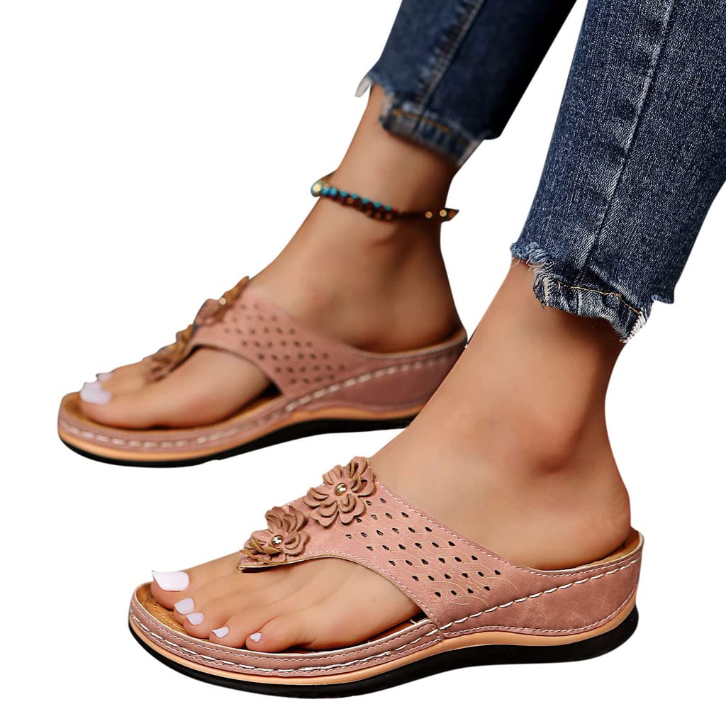 XHLEMON Sandals for Women Premium Walking Slippers with Arch Support Anti-Slip Breathable Sandal Vintage Flip Flop Shoes