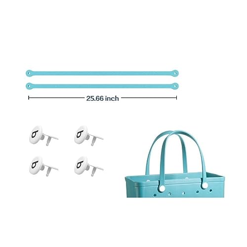 Replacement Straps for Bog Bag, Replacement Handles with 4 Replacement Snaps for Rubber Beach Bag, EVA Bag Strap Replacement, Bogg Beach Bag Repair Kit (Turquoise and Caicos)