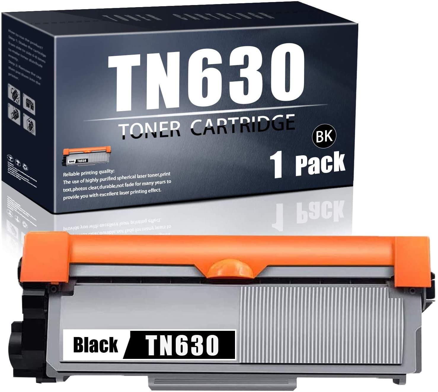 TN630/TN-630(Black,1-Pack) Compatible Toner Cartridge Replacement for Brother HL-L2305W HL-L2300D HL-L2315DW HL-L2320D MFC-L2685DW MFC-L2680W MFC-L2700DW DCP-L2540DW DCP-L2520DW Printers.