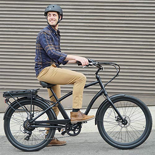 sixthreezero EVRYjourney Men's Electric Bike, 7-Speed Beach Cruiser eBike Bicycle, 250 Watt Motor, 26 Inch Wheels, Matte Black