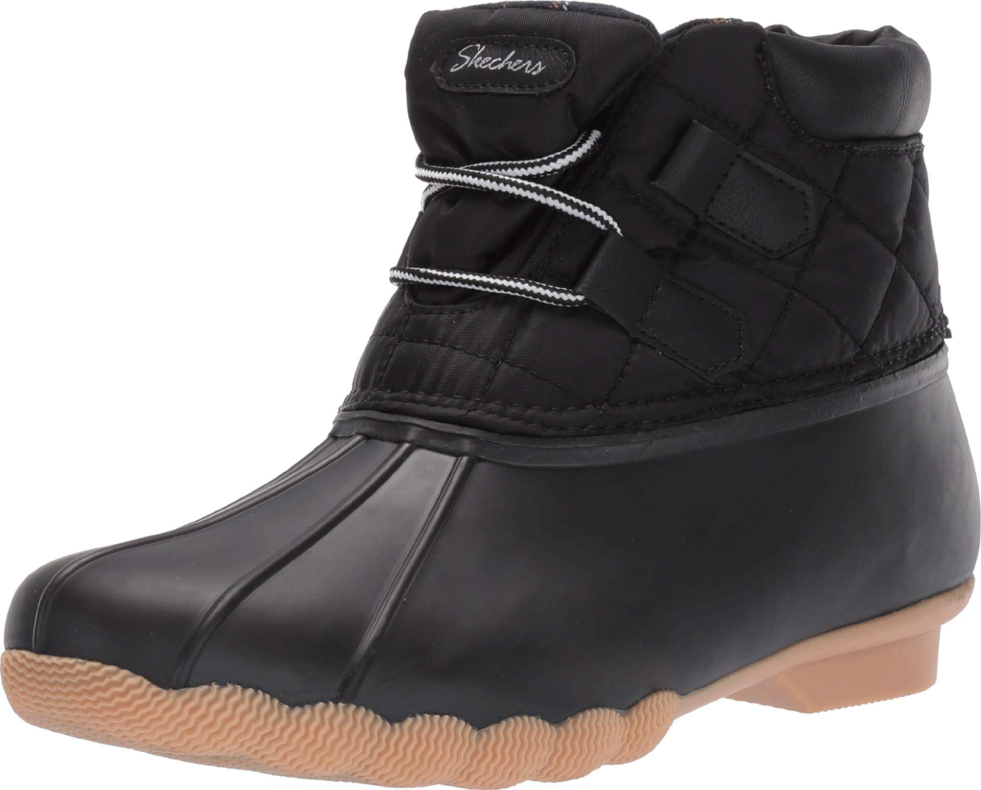 Skechers Women's Hampshire Ridge-Mid Quilted Lace Up Duck Boot with Waterproof Outsole Rain, Black, 8 M US