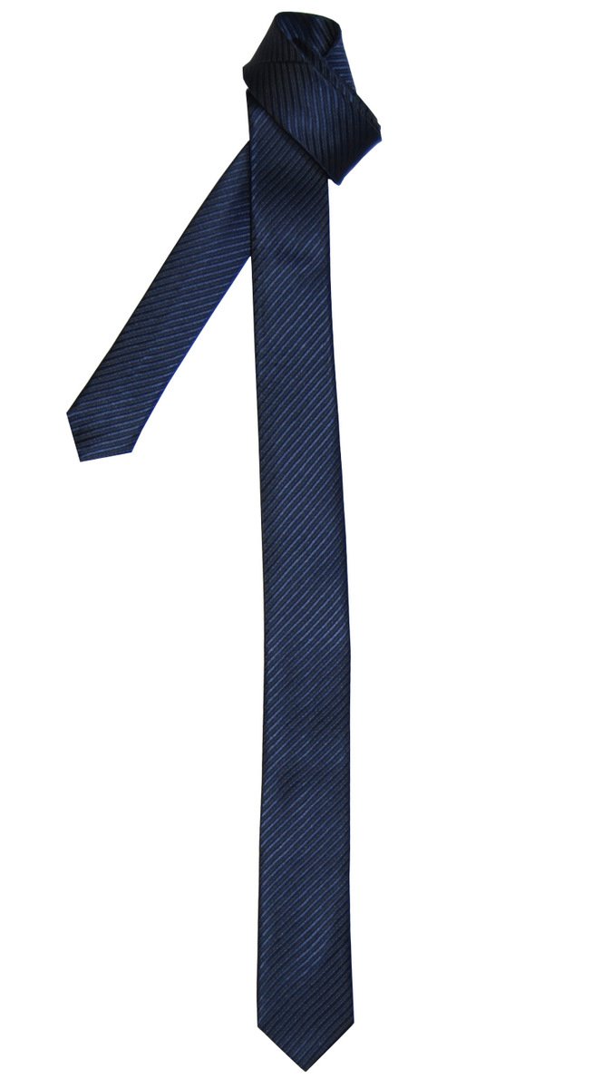Retreez Skinny Tie with Stripe Textured - Navy Blue