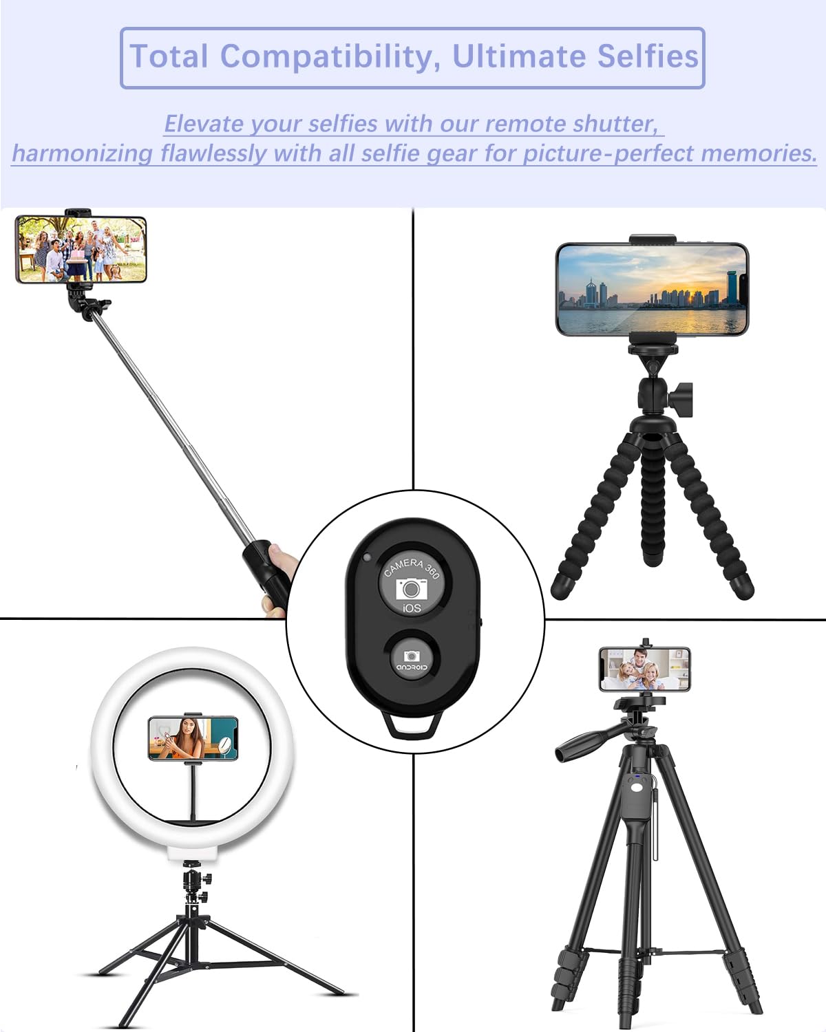 Wireless Remote for iPhone Camera for iPhone & Android, Bluetooth Remote Capture Perfect Moments Hands-Free with This Selfie Clicker for Photos & Videos, Works with Smartphones and Tablets (Classic)