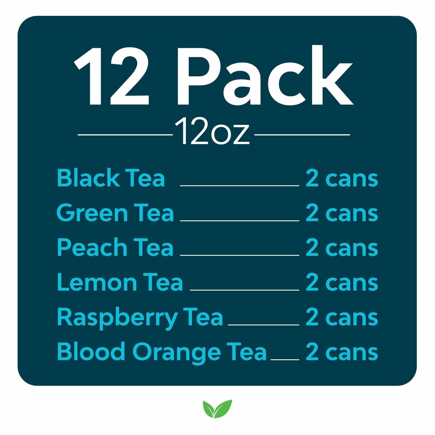 Zevia Organic Sugar Free Iced Tea, Tea Time Variety Pack, 12 Ounce Cans (Pack of 12)