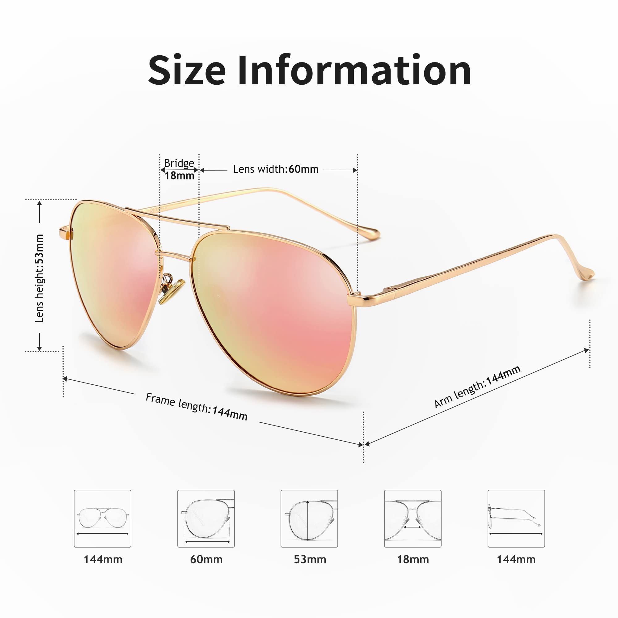 ZORVISION Small Square Polarized Sunglasses Men and Women Lightweight Oversized Aviator Sunglasses