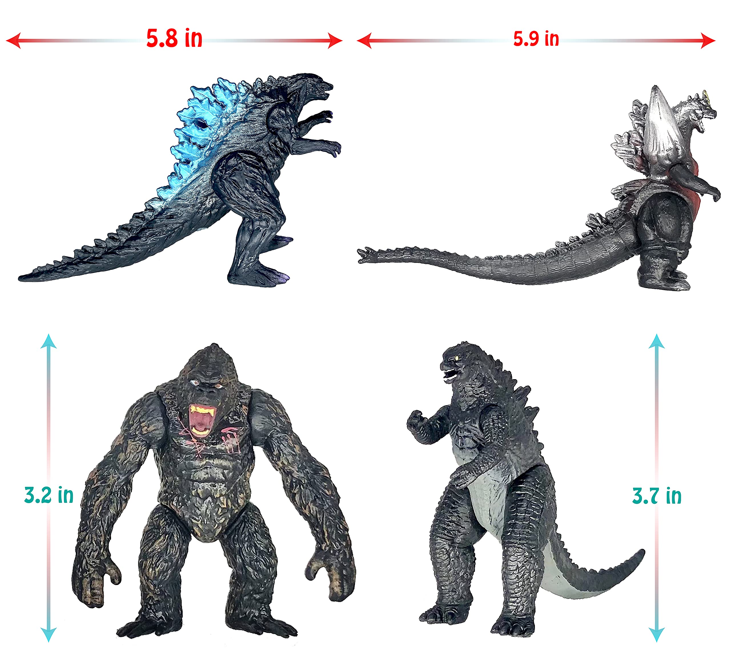TwCare Set of 8 King Kong vs Godzilla Toys Movable Joint Action Figures King of The Monsters Birthday Dinosaur Kid Gift Cake Toppers