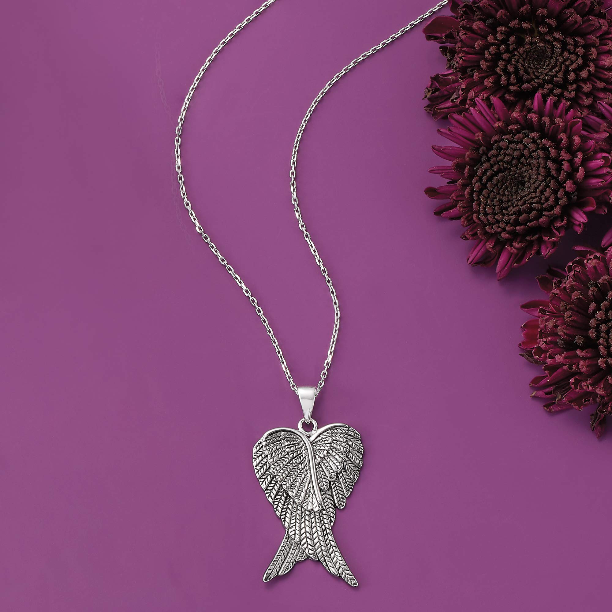 Ross-Simons Sterling Silver Angel Wing Pendant Necklace. 18 inches