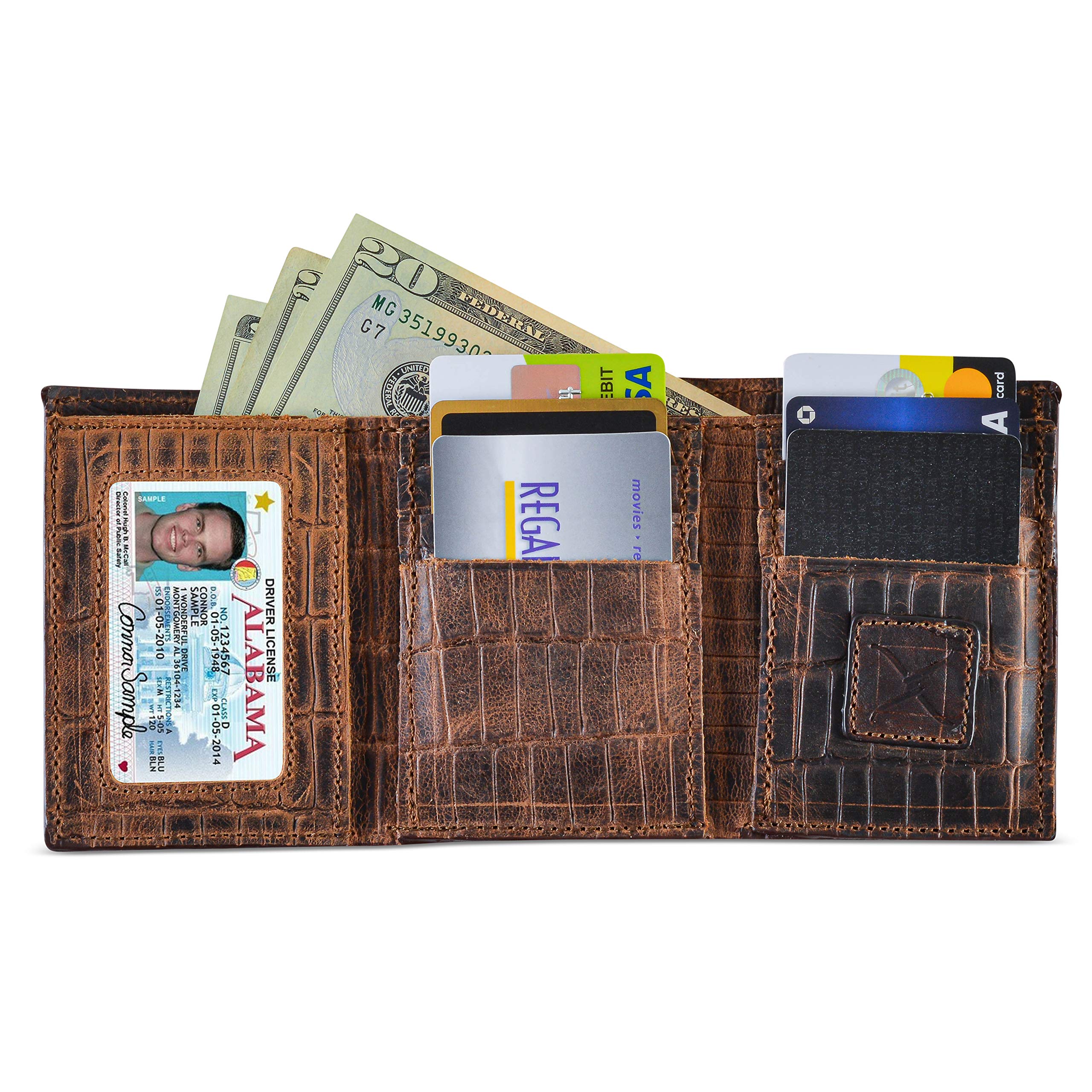 Twisted X Exotic Print Embossed Leather Trifold Wallet (Distressed Alligator)