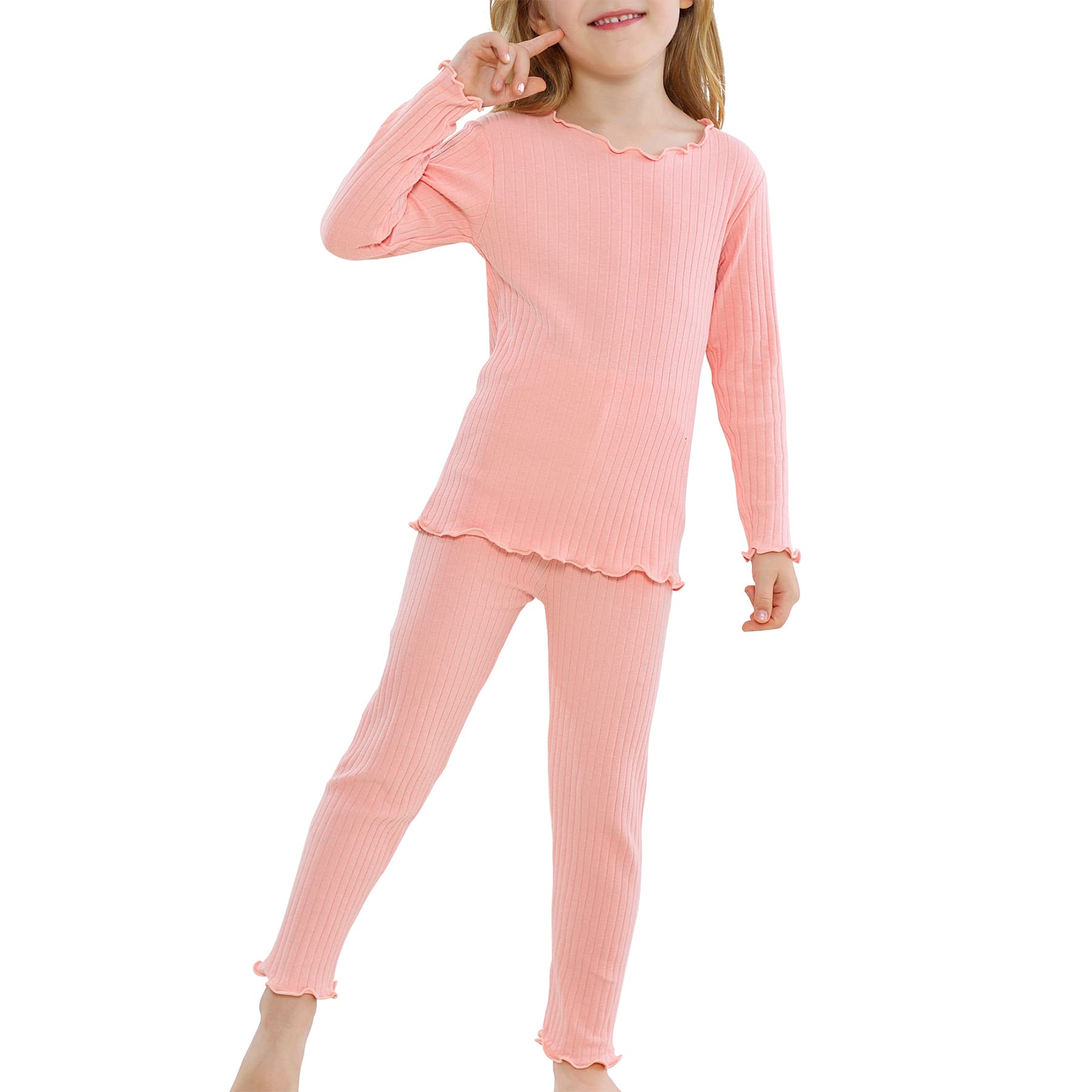 Zando Kids Child Boys Girls Thermal Underwear Cold Weather Gear Kids Base Layer Toddler Thermal Set Two Piece Winter Long Johns Toddler Snow Shirt and Pants Light Pink XX-Large