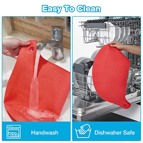WAPSAT 2 Pack Silicone Slow Cooker Liners Fits for 7-8 QT Crockpot, Reusable Silicone Slow Cooker Liners, Safe Silicone Crockpot Liners (2pcs, Red + Blue)