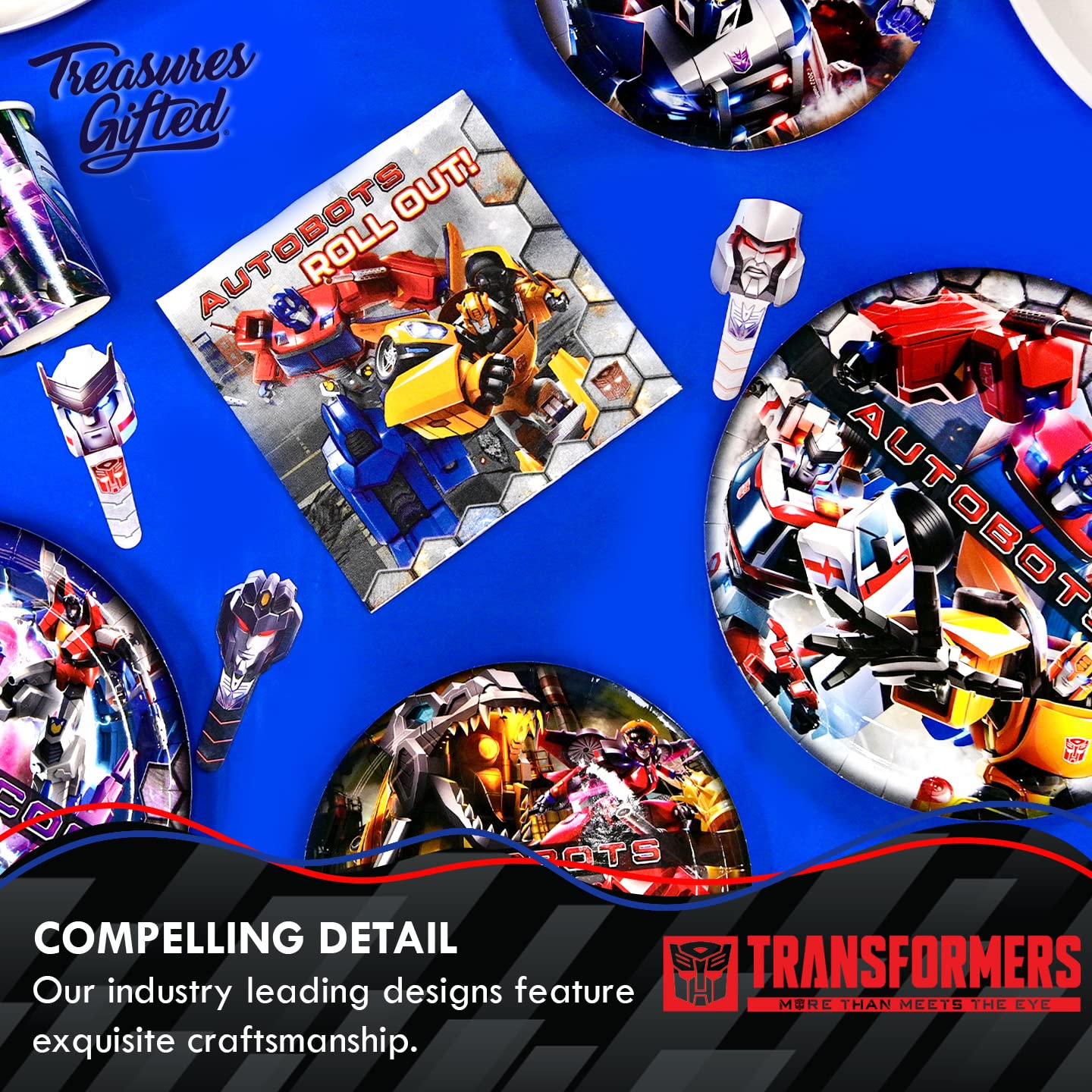 Treasures Gifted Officially Licensed Transformers Cake Decorations Set - (24) Transformers Cupcake Toppers & Wrappers - (1) Transformers Cake Topper - Transformers Birthday Party Supplies