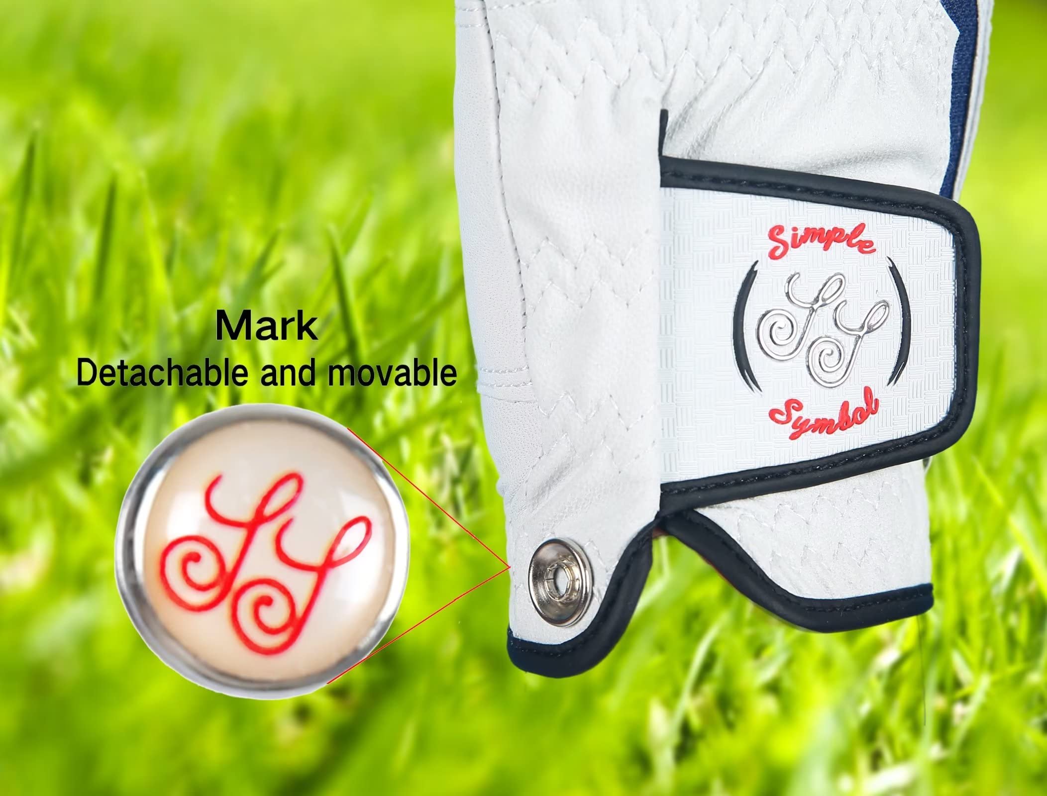 SIMPLE SYMBOL Men's Golf Glove Three Pack,Left Hand Right Hand Small/Medium/Large/XL,White Microfiber with Soft Cabretta Leather(Right,L)