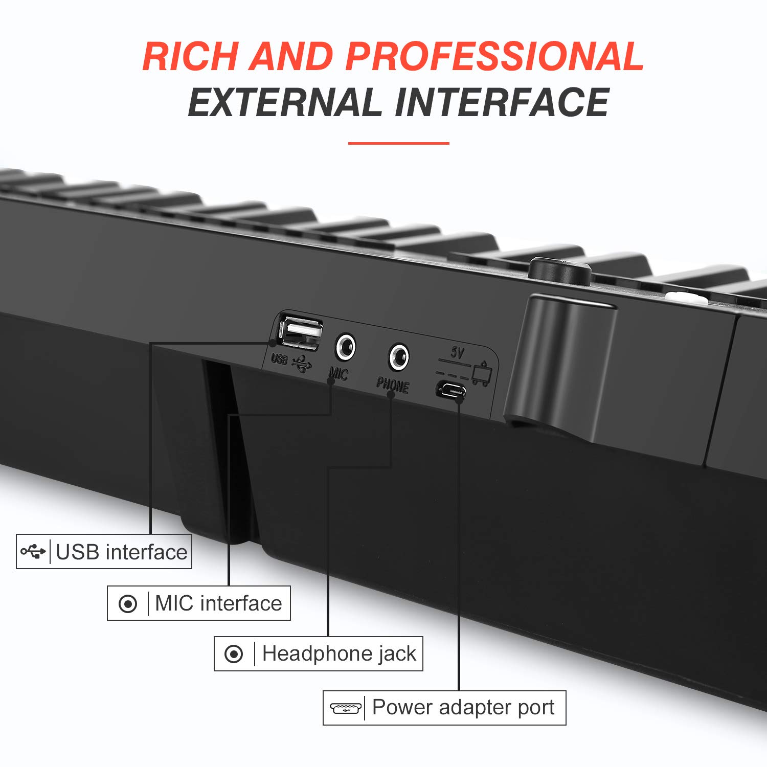 TENB 61 Keys Electronic Keyboard Portable, Educational Standard Piano Keys,Include a Music Stand, USB Cable,Microphone,Built-in Lithium Battery,Full-Size Keys for Beginners